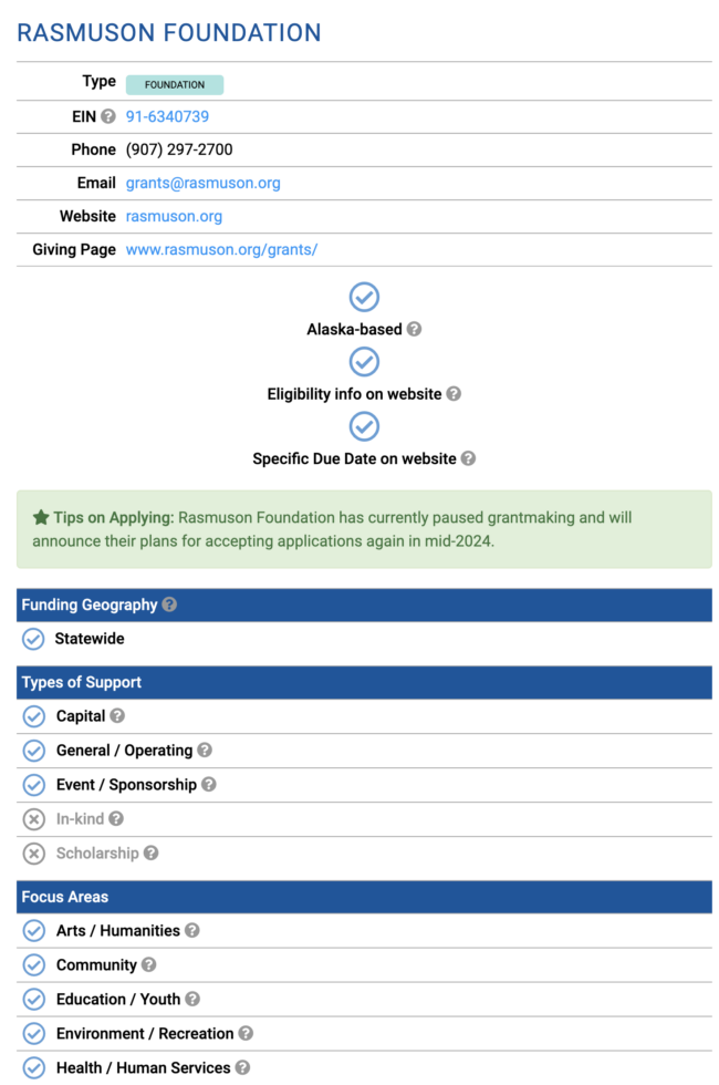 Alaska Funders Directory | The Foraker Group