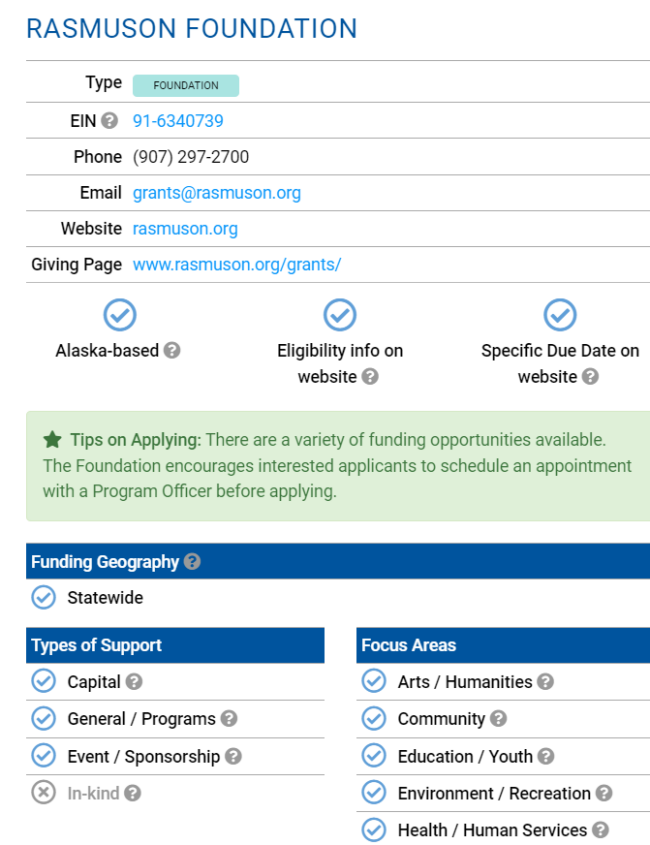 Alaska Funders Directory | The Foraker Group